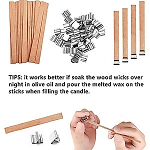 100Pcs Wood Wicks for Candles, Wood Candle Wicks Natural Wooden Candle Wicks with Candle Wick Trimmer Smokeless Crackling Wooden Candle Wicks for Candle Making DIY Craft Thickened 5.1 x 0.5x0.04inch
