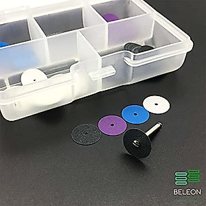 BELEON Dental Abrasive Discs with Metal Connector - Dental Kit for Polishing Sanding Finishing Grinding - Tooth Polish Disc - Set100pcs Discs + Mandrel