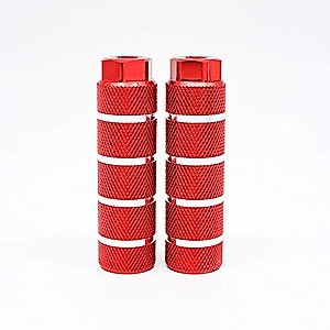 KINSPORY 4PCS Bike Pegs for 3/8 inch Axles, Aluminum Alloy Anti-Skid BMX Bicycle Pegs for Mountain Bike Backseats Stands Cycling Rear Stunt Pegs (Red, Stripe)