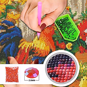 Diamond Painting Art Kit DIY Cross Stitch by Number Kit DIY Arts Craft Wall Decor, Full Drill 50x40cm/20x16'', Cute Rabbit, No Frame