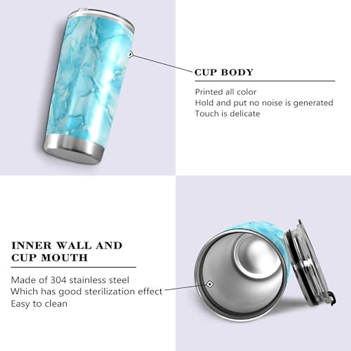 Blue-green Irregular Marble Texture Stainless Steel insulated water bottle with straw with Lid and Straw coffee mug for men for Home, Office or Car portable tumblers with lids and straws vaso
