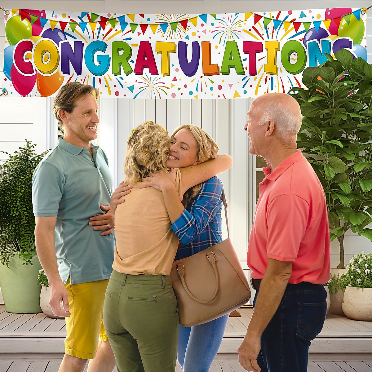 Congratulations Banner - Congratulations Decorations - We are so Proud of You banner - Well Done Banner - Graduation Banner - Graduation Decorations for Prom - 6 x 1.3ft (White)