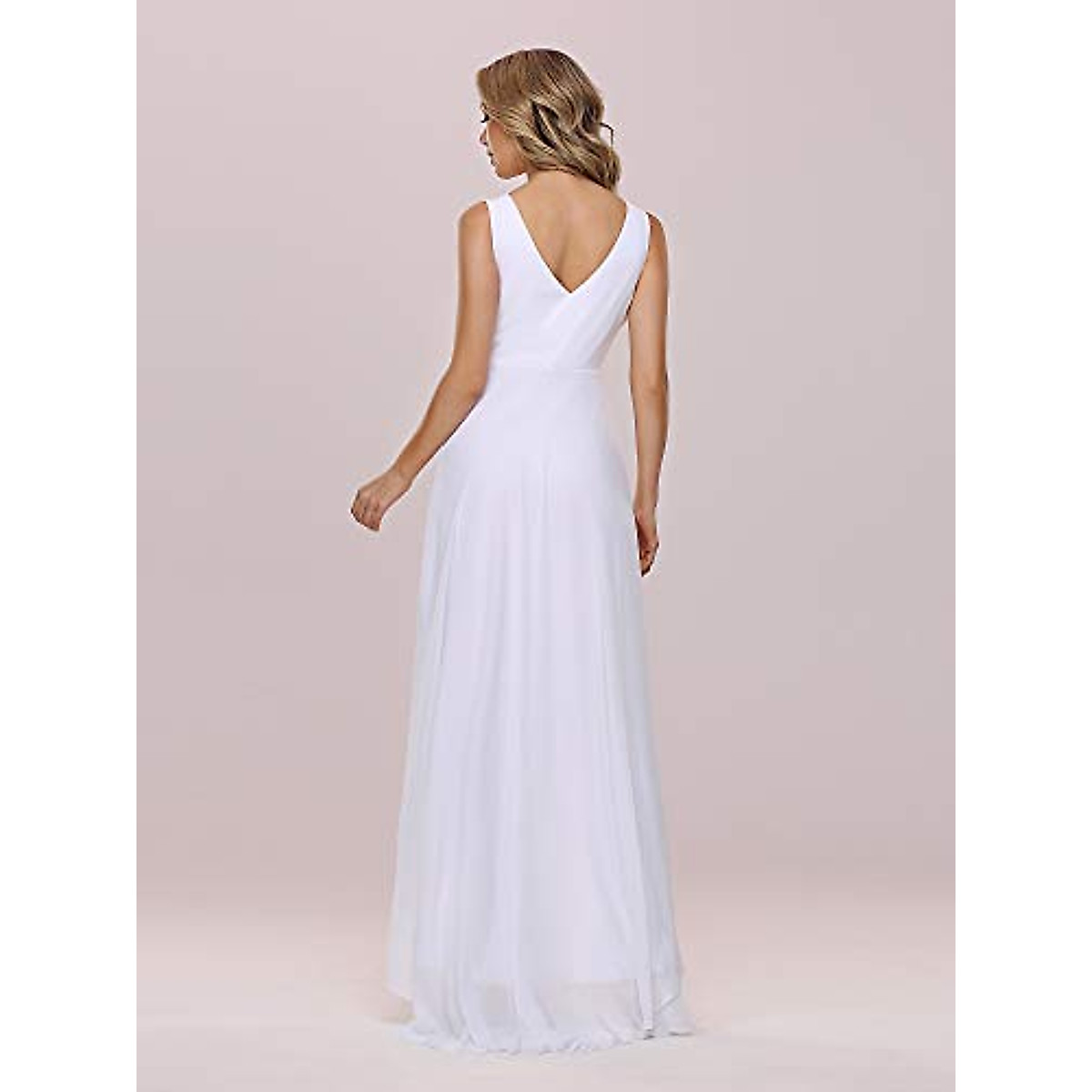 Ever-Pretty Women's V-Neck Sleeveless Asymmetric Hem Modern Bridal Dresses White US14