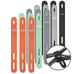 Ringke Cable Tie Silicone (15 Pack) Colorful Reusable Holder Strap Organizer Management for Fastening Cable Cords and Wires