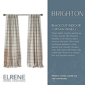 Elrene Home Fashions Brighton Windowpane Plaid Blackout Window Curtain, Living Room and Bedroom Drape with Rod Pocket Tabs, 52" x 95", Black, 1 Panel