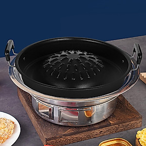 MAGICLULU Bulgogi Tray Pan Grill Topper Pan Korean Bbq Metal Grilling Tray Vegetable Egg Pork Beef Meat Grill Pan for Shabu Hot Pot Grilling Accessory