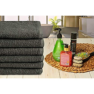 Cotton Bath Towels Set Grey 22" x 44" Pack of 6 Ultra Soft 100% Cotton Bath Towel Charcoal Grey Highly Absorbent Daily Usage Bath Towel Ideal for Pool Home Gym Spa Hotel