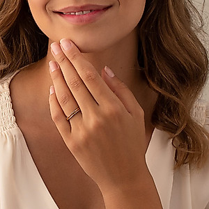 PEORA Citrine Classic Eternity Ring Band for Women 925 Sterling Silver, Genuine Gemstone Birthstone, 1 Carat total, 3mm width, Size 5