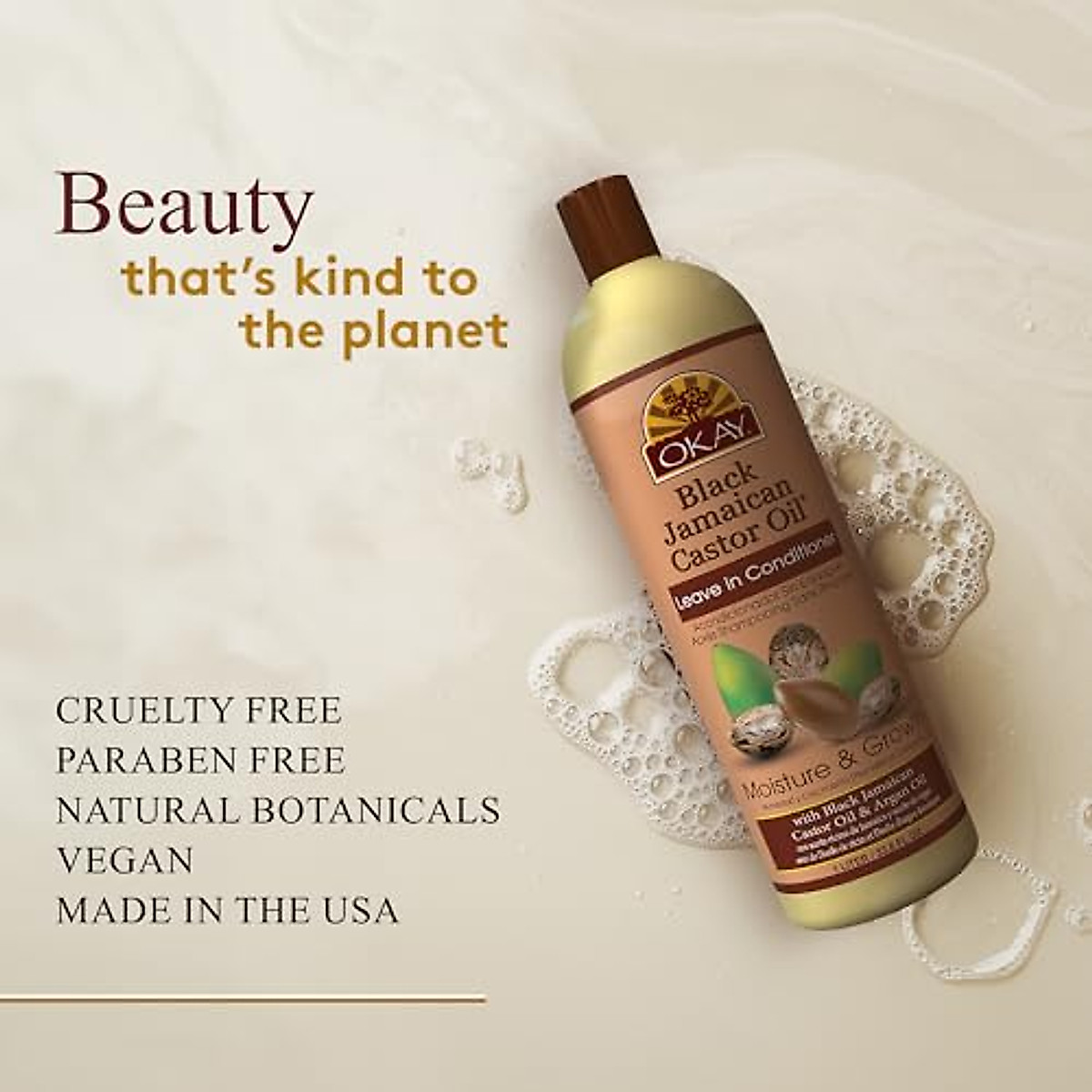 OKAY | Black Jamaican Castor Oil | Leave-In Conditioner for All Hair Types| Repair - Moisturize - Grow Healthy Hair | With Argan Oil & Shea Butter | Free of Parabens, Silicones, Sulfates | 33.8 oz