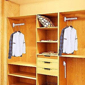 Wall Mount Clothes Hanger Laundry Hanger Dryer Rack White Retractable Clothes Rack Wall Hangers for Clothes Closet Wall Mounted Clothes Hanger 2 Pack