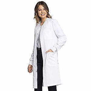 Cherokee Professional Lab Coat for Men and Women with Snap Front Closure WW350AB, M, White