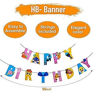 13 PCS, Shark Balloons - Shark Family Balloons - Shark Duplex Prints Foil Balloons - Shark Banner & Shark Tablecloth - Shark Birthday Decorations