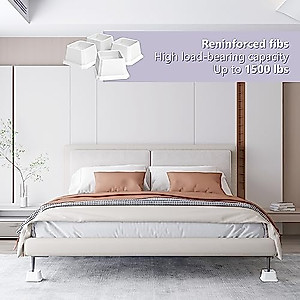 Napnapday Bed Risers 3 Inch Heavy Duty Bed Furniture Elevators, 1,500 lbs Lifts Up Riser for Sofa and Table Set of 4, White