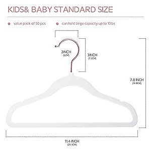 COZYMOOD Velvet Baby Hangers for Closet 50 Pack, Non-Slip Baby Clothes Hangers with 6 Pcs Cute Closet Dividers, Ultra-Thin Small Hangers for Kids Clothes Space Saving Infant & Toddler Hangers, White
