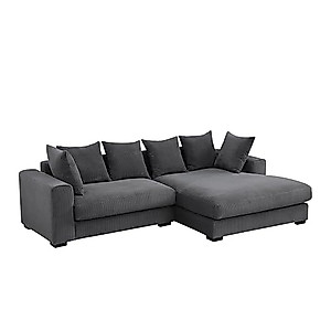 ERYE Oversized 2 Piece Right Facing Sectional Sofa Couches for Living Room, 109.75-Inch L Shaped Convertible Corduroy Upholstered Sofa&Couch with Left Chaise Lounge Daybed
