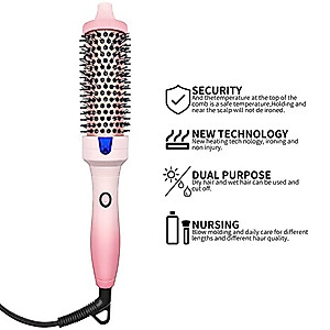 K&K 1.5 Inch Heated Curling Comb Ceramic Tourmaline Ionic Curling Iron Volumizing Brush Quick Heating Makes Hair Silky Smooth Dual Voltage Travel-Friendly Straightening Comb Round Design