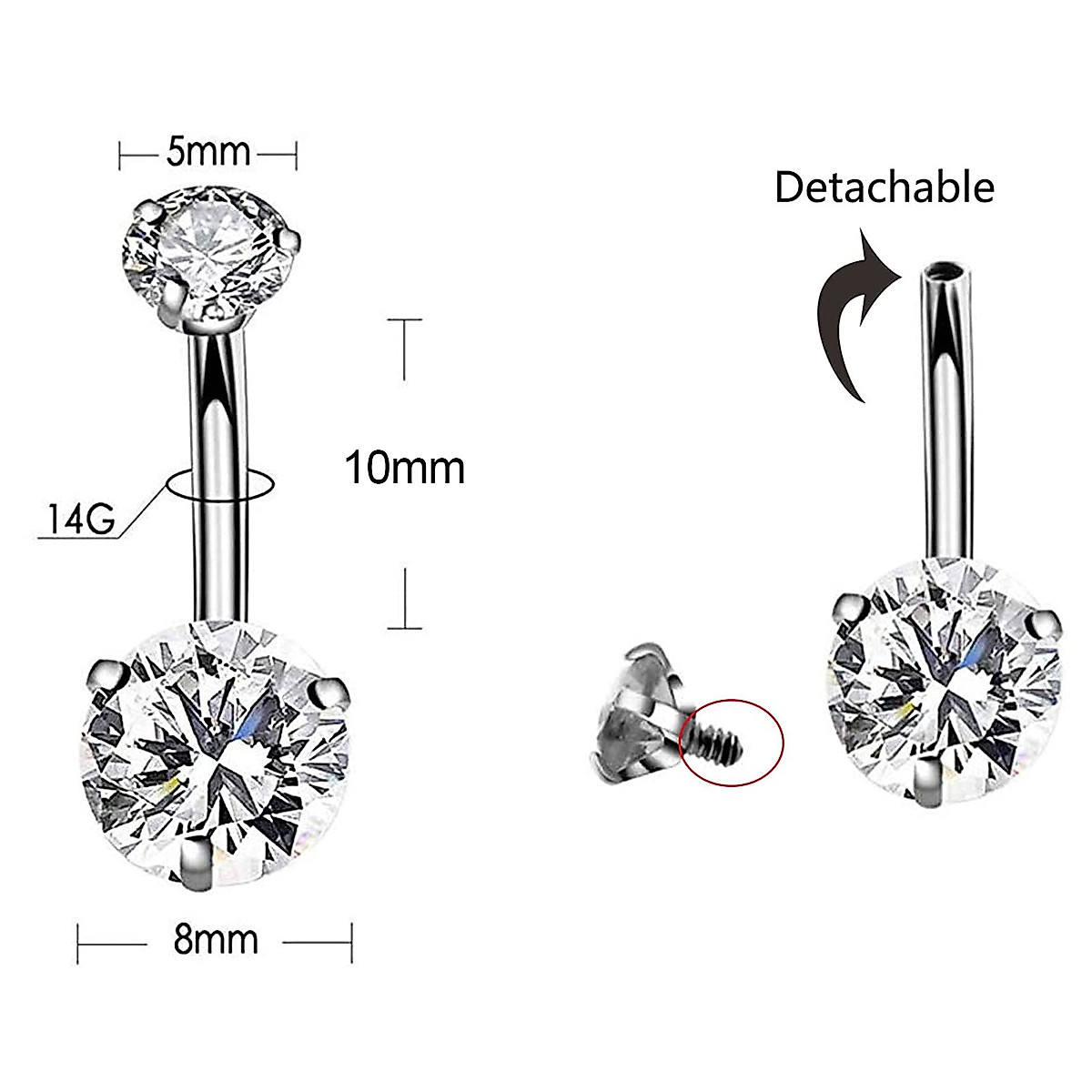 Belly Piercing Kit - Urknall Belly Button Piercing Kit Navel Piercing Kit with 14G Belly Button Jewelry 316L Steel Piercing Needles and Piercing Clamps for Navel Rings Piercing Kits Piercing Supplies