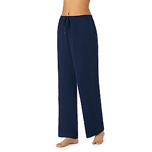 Nautica Womens Sleep Pants - Long Length, Breathable Pajama Bottoms - Cotton Knit Jersey Sleepwear and Loungewear - Navy - X-Large
