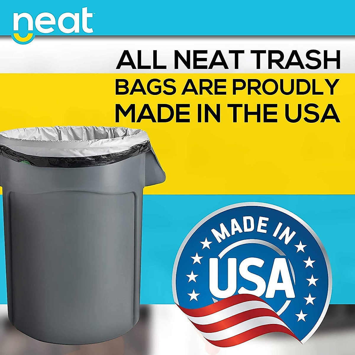 Neat Tall Kitchen 30 Gallon Drawstring Trash Bags - (25 COUNT) - Triple Ply Fortified, Eco-Friendly 50% Recycled Material, Neutralize+ Odor Technology, Reversible Black and White Garbage Bags