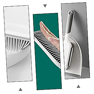 Healeved 2 Pcs Set Household Multifunctional Cleaning Brush Multi-use Cleaning Mini Broom Dust Pan and Brush Tiny Broom Dustpan Mini Dust Pan Broom Dustpan Cleaner Desktop Broom White