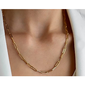 Jewelry Affairs 14k Yellow Real Gold Paperclip Chain Necklace, 3mm (18.0 Inches)