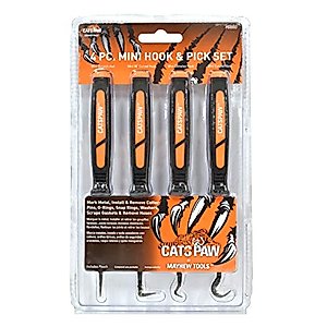 Mayhew Tools 60003 CatsPaw Mini Hook and Pick Set, Chrome-Vanadium, 4-Piece Set