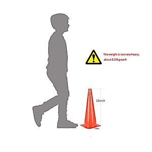 18 Inch Traffic Safety Cones, [4 Pack] Orange Parking Cones Training Cones, Plastic Cones for Indoor/Outdoor Activity & Festive Events