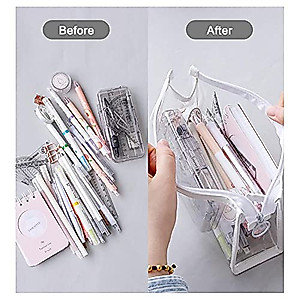 VICKO Clear Pencil Case,Transparent Pencil Pouch Large Capacity Cute Pencil Case Stationery Pen Case Pencil Bag Cosmetic Makeup Toiletries Organizer for Girls and Adults