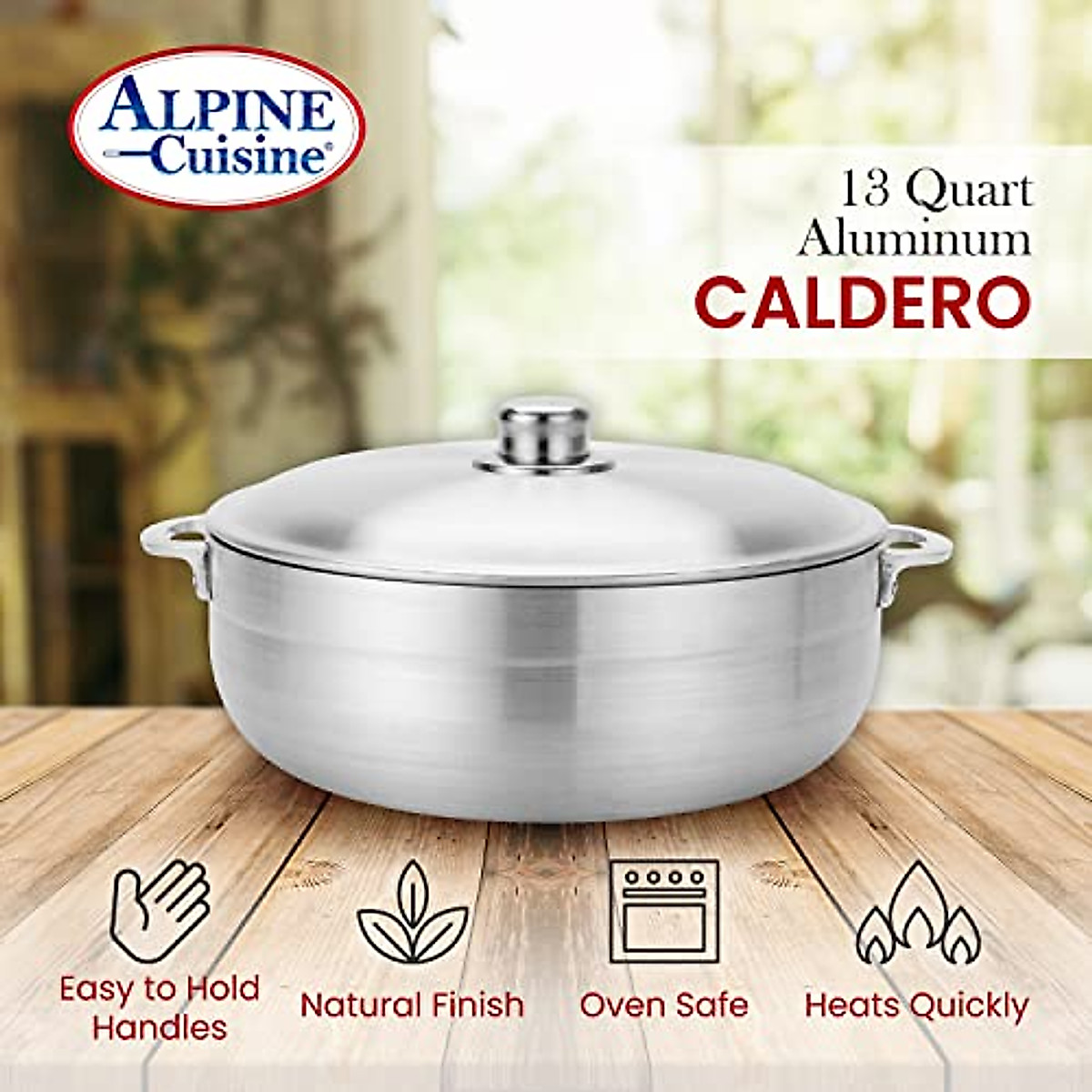 Aramco Alpine Gourmet Caldero, 13-Quart, Silver