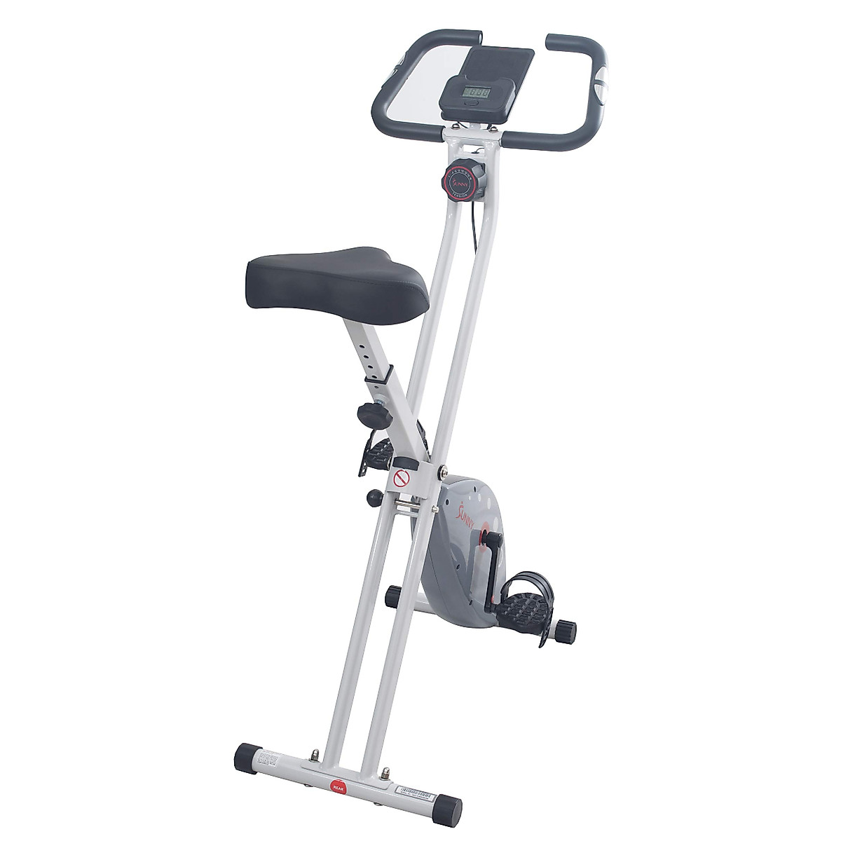 Sunny Health & Fitness Comfort XL Ultra Cushioned Seat Folding Exercise Bike with Device Holder, Gray - SF-B2989