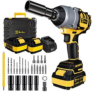 1/2 inch Cordless Impact Wrench,406Ft-lbs (550N.m) Brushless Power Impact Driver,2500RPM High Torque Impact Gun,2x 4.0 Battery, 5 Sockets,8 Drill,6 Screws for Home Car Tires Truck Mower color 5