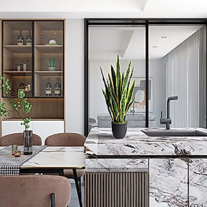 Artificial Snake Plant, 27" Fake Sansevieria with Basket, Faux Plants for Indoor Home Office Store Decoration, Perfect Faux Mother in Law Plants