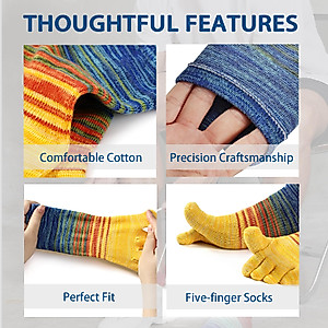 TikMox Crew Toe Sock, Cotton Ankle sock, Arch Support, Running Five-Toe Design for Sports Enthusiasts for Men & Women(3pairs)