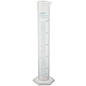 Plastic Graduated Cylinder Set - Education Equipment for Industrial and Academic Labs - Polypropylene Plastic - Science Research, Chemistry Classroom Supplies (250mL, 4-Pack)