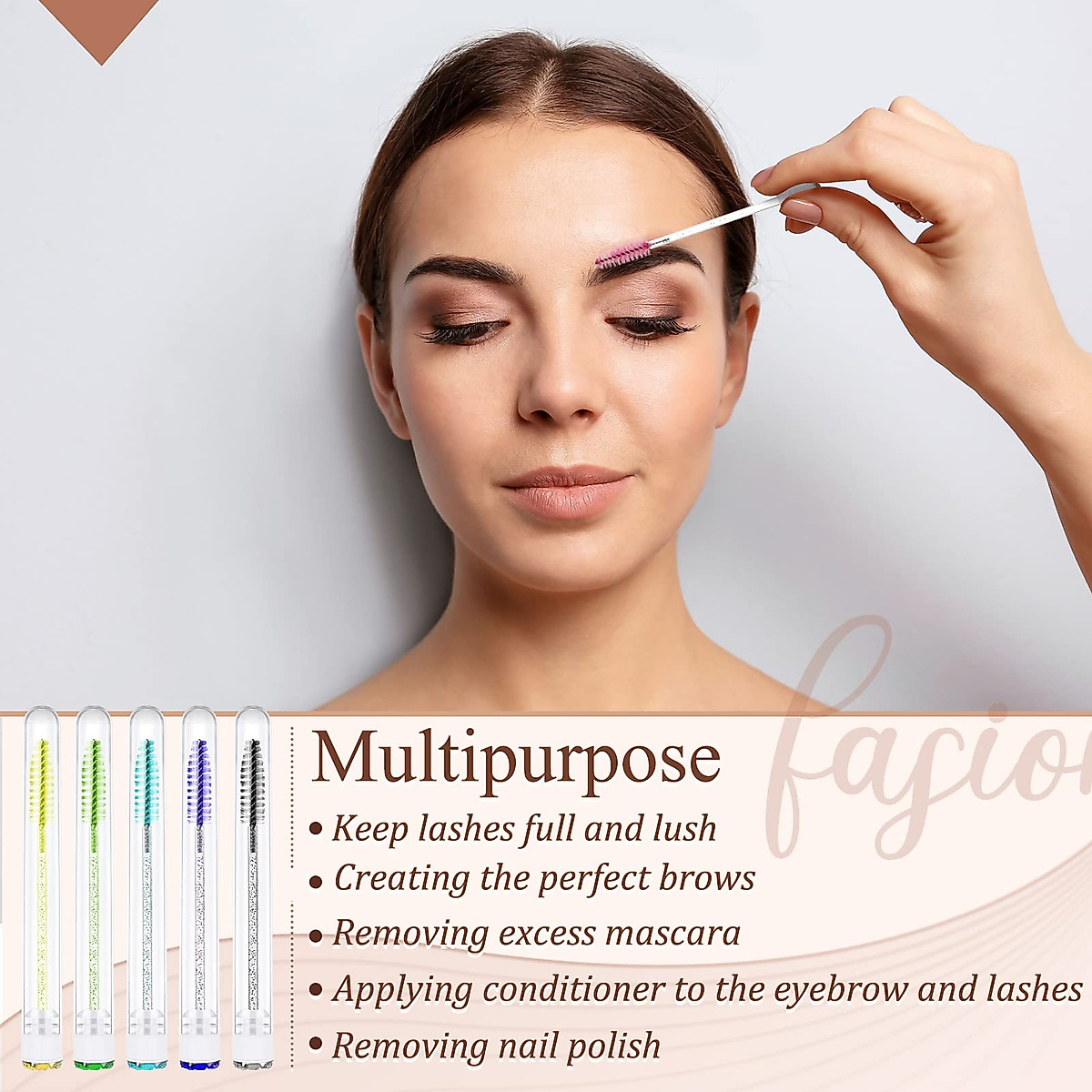 200 Pieces Mascara Wand Tube Set 100 Pcs Lash Spoolies for Eyelash Extensions 100 Pcs Diamond Empty Mascara Brush Disposable Colorful Eyebrow Applicator Makeup Tool, Mix Color (Lovely)