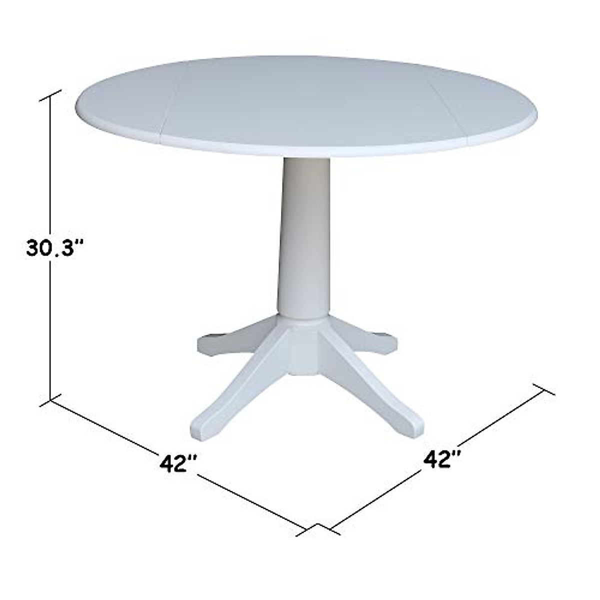 International Concepts 42 in Round Dual Drop Leaf Pedestal Table-30.3"H Dining Table, White