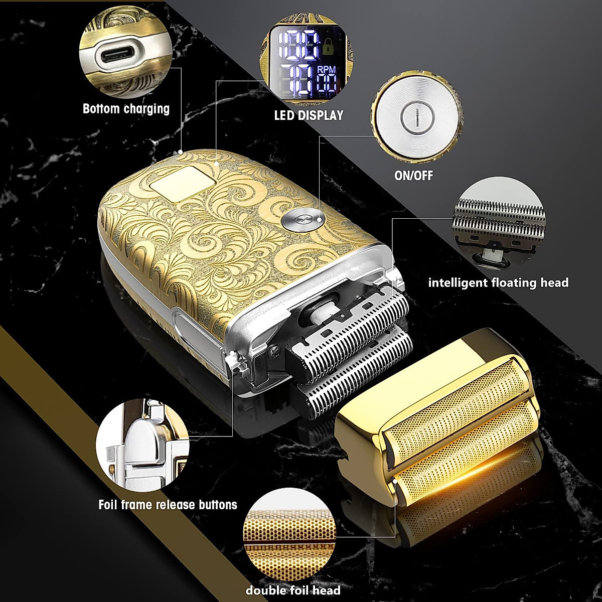 RESUXI Hair Clippers for Men & Electric Razor Shavers Set,Cordless Hair/Beard Trimmers Grooming Kit,Hair Liners Clippers for Hair Cutting Barbers Supplies,LCD Display 2 Foil Head