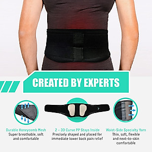 AllyFlex Sports - Back Brace for Lower Back Pain, Back Support Belts with Adjustable Strap, Breathable Lumbar Support Belt with 3D Lumbar Pads, Slim Fit Lumbar Brace, Medium