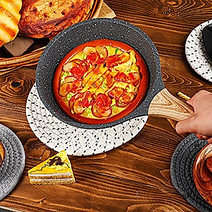 6 Pieces Pot Trivets Large Braided Woven Trivet Coaster, Cotton Thread Weave Cup Coaster Hot Pot Dish Trivet Pad Mat for Kitchen Cooking Supplies (Gray, Dark Gray, White Gray,7 Inch and 9 Inch)