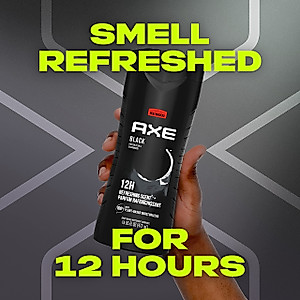 AXE Body Wash Black 4 Count 12h Refreshing Scent Cleanser Frozen Pear & Cedarwood Men's Body Wash with 100% Plant-Based Moisturizers 16 oz