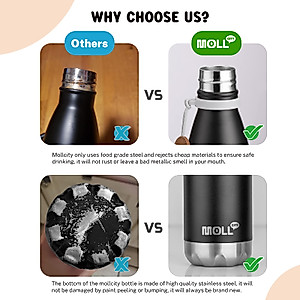 Mollcity 9 oz Water Bottle for Kids-Small Stainless Steel Water Bottle for School Vacuum Insulated Metal Leak Proof Cola Shape Water Bottle for Boys Girls(Baby Blue)