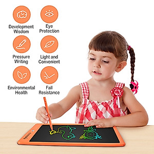 CARRVAS LCD Writing Tablet 10 Inch Colorful Drawing Pad for Kids Reusable Electronic Doodle Board Educational Learning Toys for 3 4 5 6 7 8 Years Old Toddler Boys Girls Home School