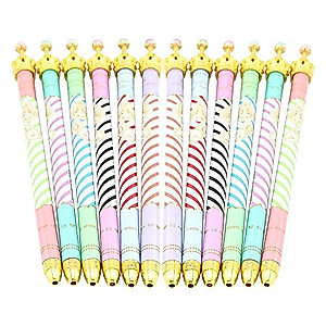 Ipienlee Crown Desigh 0.5 MM Black Ink Gel Pens for School, Office or Family Use, 12pcs