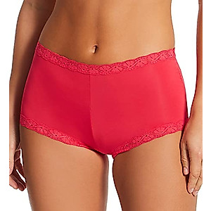 Maidenform Women's Classics Microfiber and Lace Boyshort Panty 40760, Red Stone, 7