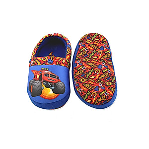 Blaze and The Monster Machines Boys Toddler Plush Aline Slippers (11-12 M US Little Kid, Red/Blue)