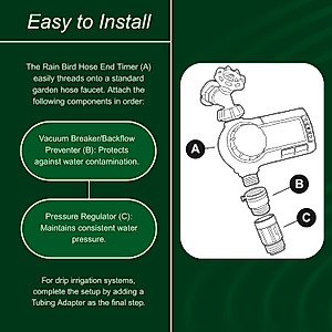 Rain Bird 1ZEHTMR Professional Grade Electronic Digital Hose End Timer/Controller, One Zone/Station, Battery Operated