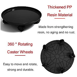 Coadura Plant Caddy with Wheels 15.5 Inch - 2 Pack Plant Caddy on Wheels Heavy Duty,Plant Dolly Plant Tray with Wheels Planter Caddies Indoor/Outdoor, Black