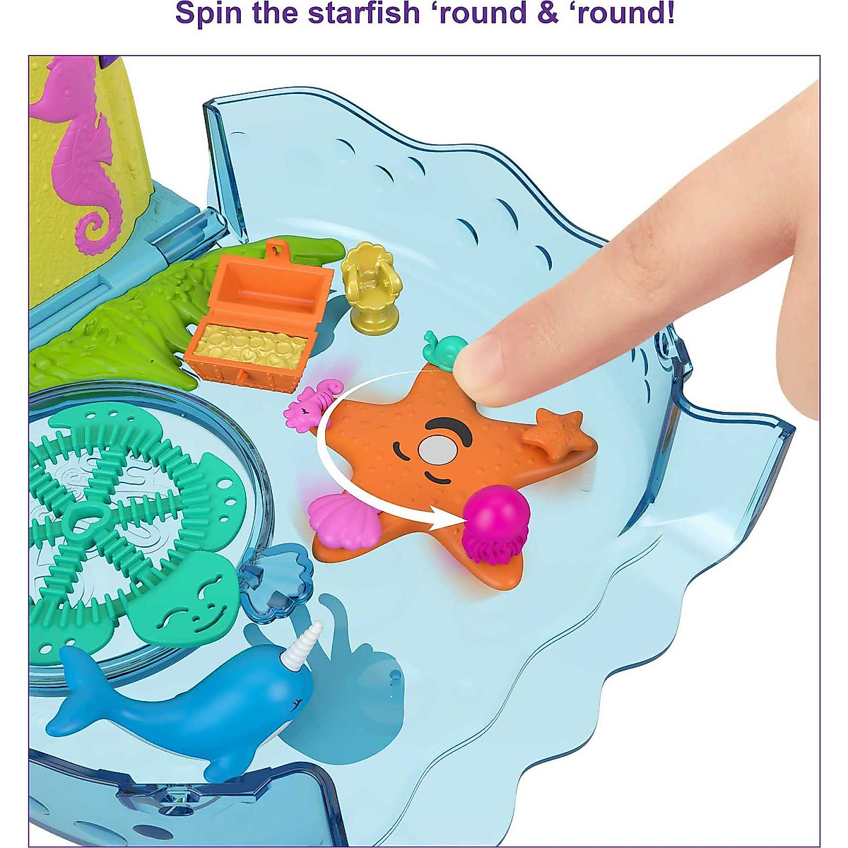 Polly Pocket Bubble Aquarium Playset with Polly & Mermaid Micro Dolls, 2 Bubble-Making Features, Bubble Solution & 18 Accessories, Pop & Swap Pieces