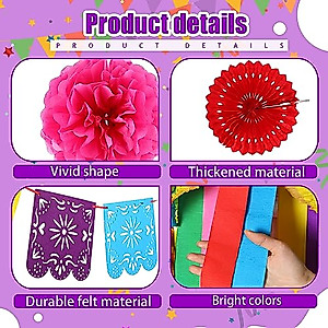 TaoBary Mexican Paper Flowers Mexican Party Decorations Ruffled Streamers Backdrop Foil Curtain Papel Picado Banner Mexico Fiesta Party Decorations for Cinco De Mayo Party Wedding (Fan Flower)