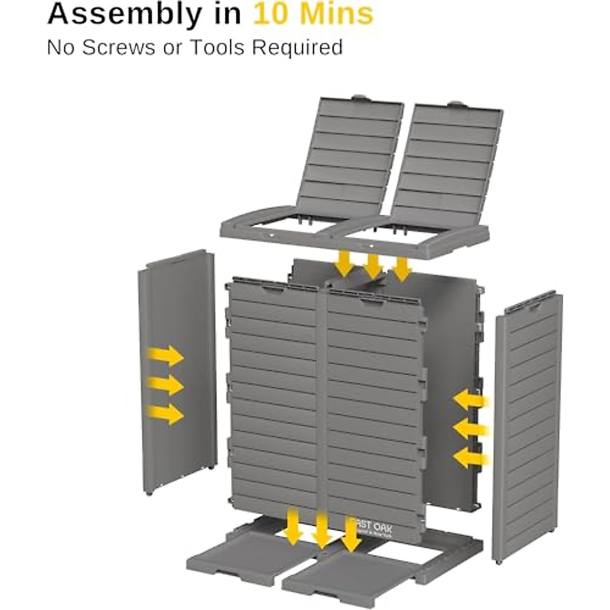 EAST OAK 76 Gallon Outdoor Trash Can, Waterproof Resin Garbage Can with Tiered Lid and Drip Tray, Outside Trash Bin for Patio, Kitchen, Backyard, Deck, Gray